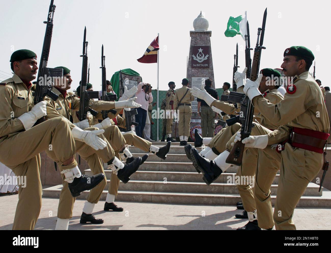 Pakistan's army soldiers participate in a ceremony to mark Pakistani ...