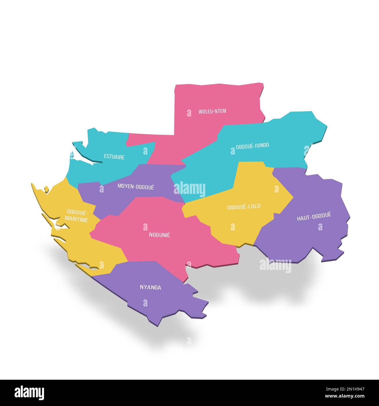Gabon political map of administrative divisions - provinces. 3D ...
