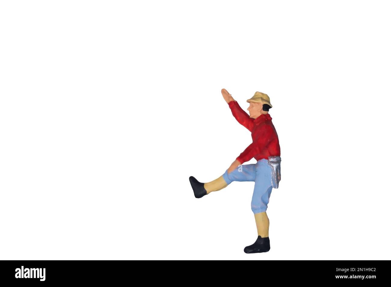 Mountaineer, climber in action position, silhouette of mountaineer ...