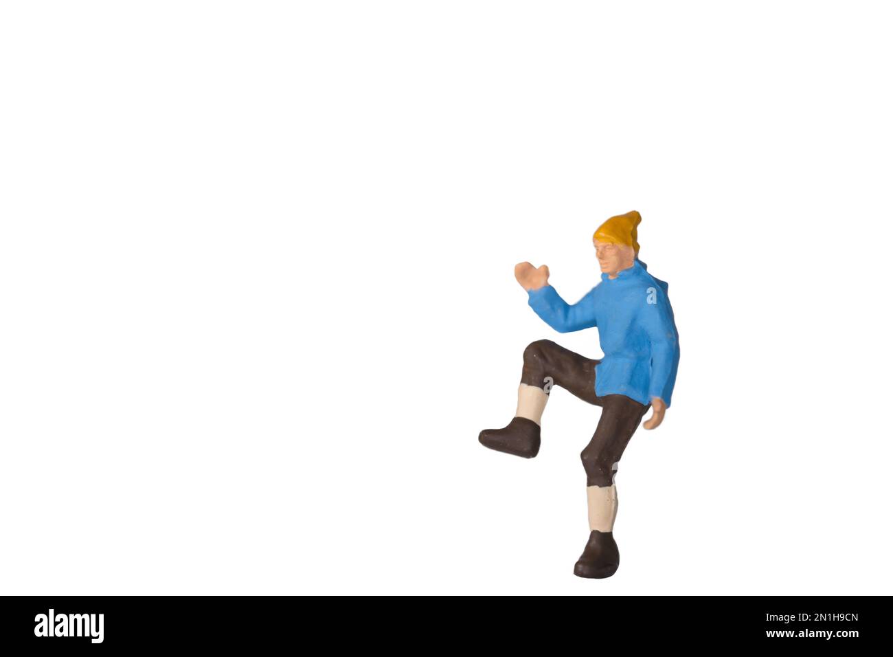 Mountaineer, climber in action position, silhouette of mountaineer ...