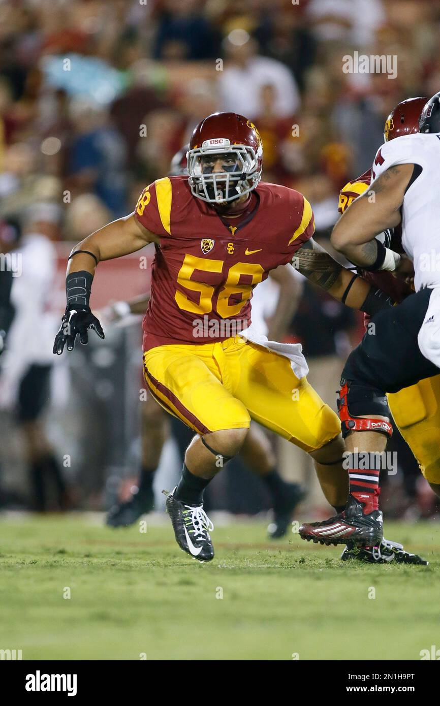 Southern California linebacker Osa Masina moves against Arkansas State ...