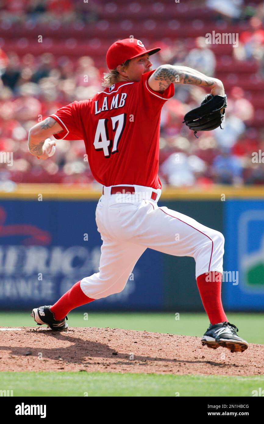 Cincinnati Reds starting pitcher John Lamb throws in the second inning ...