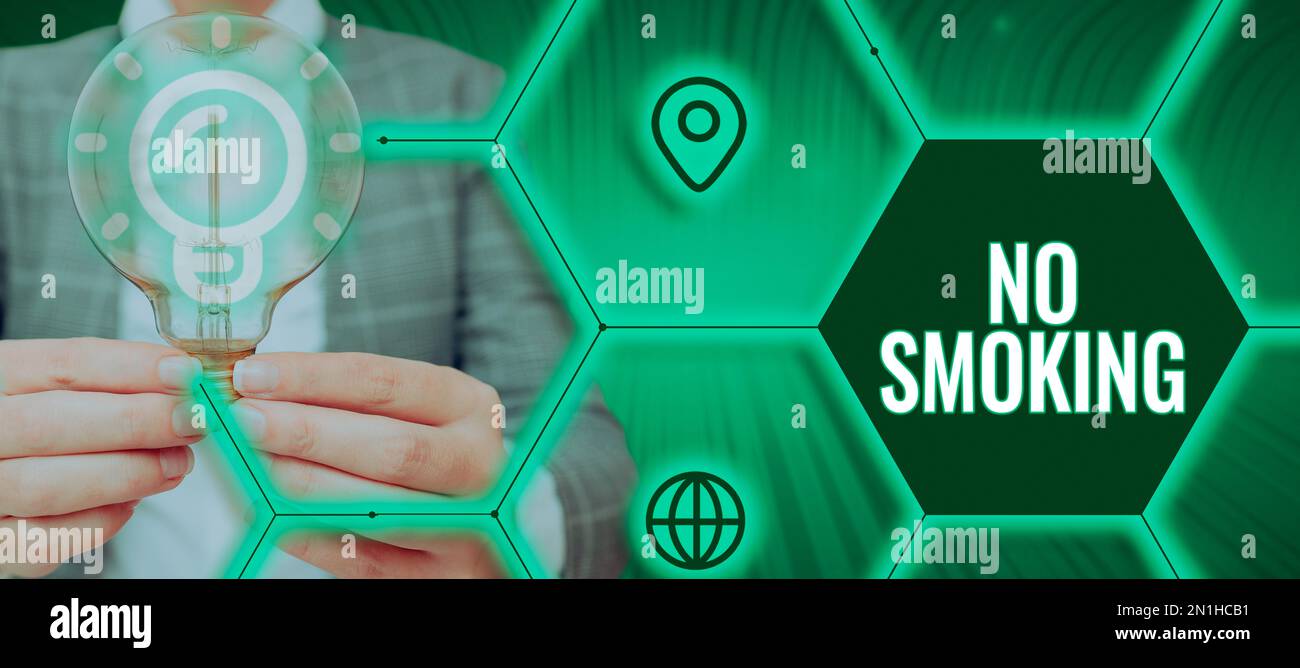 Text caption presenting No Smoking, Business approach using tobacco is ...