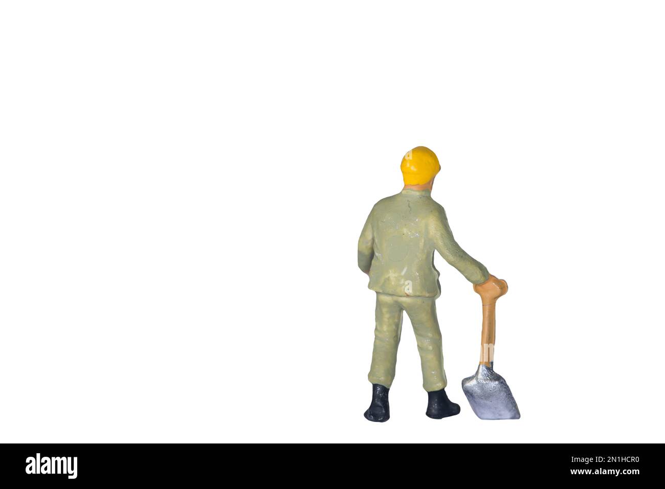 Worker in work clothes isolated on white background., miniature people ...