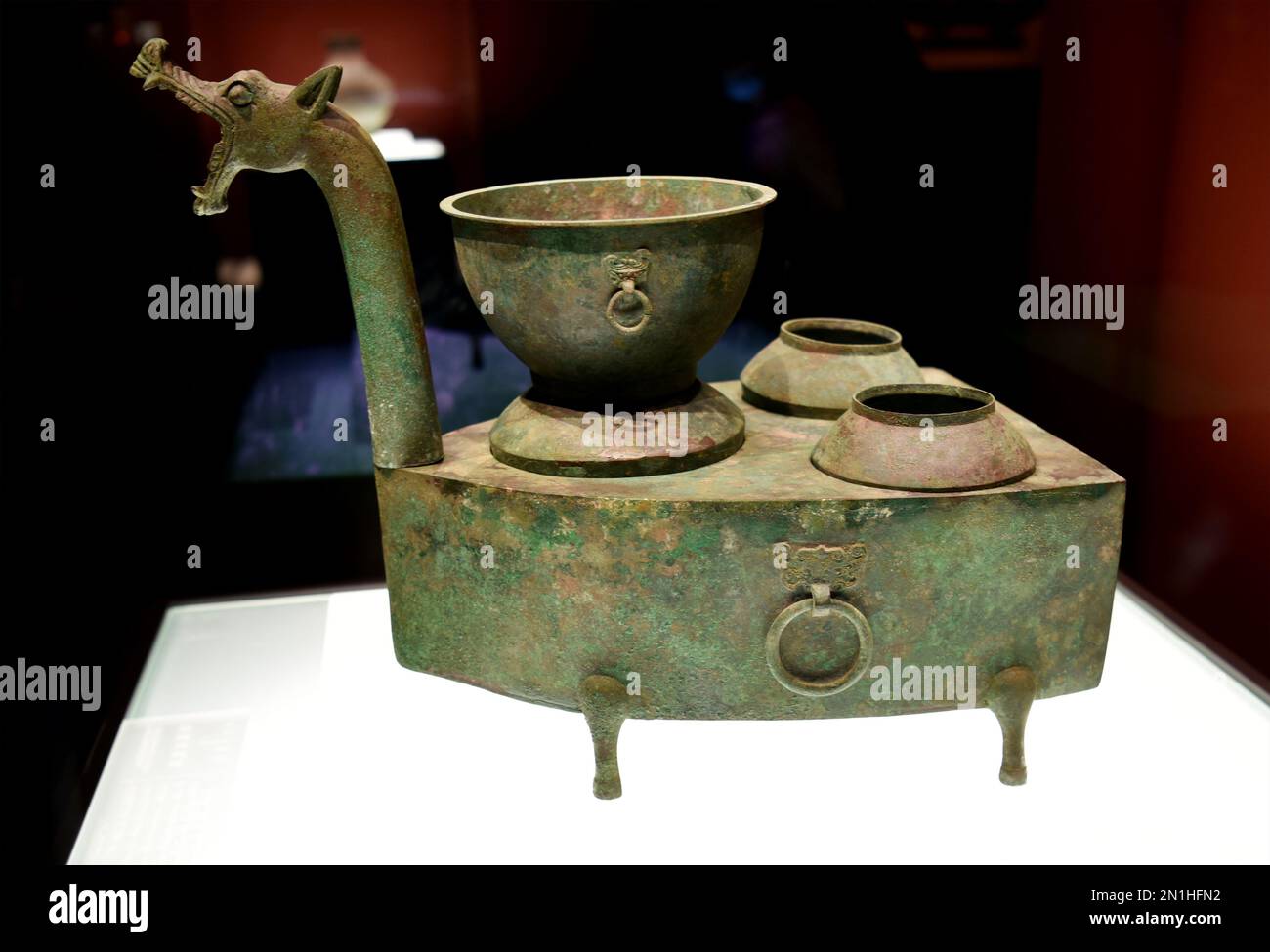 HOHHOT, CHINA - FEBRUARY 4, 2023 - A Han Dynasty dragon head bronze ...