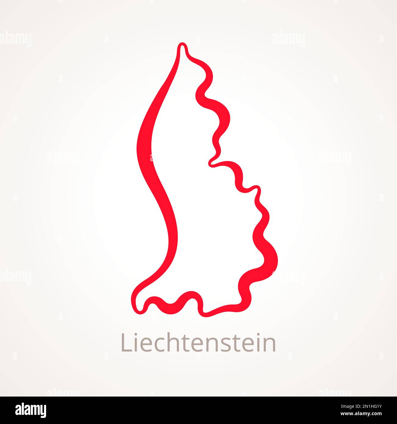Outline map of Liechtenstein marked with red line Stock Vector Image ...