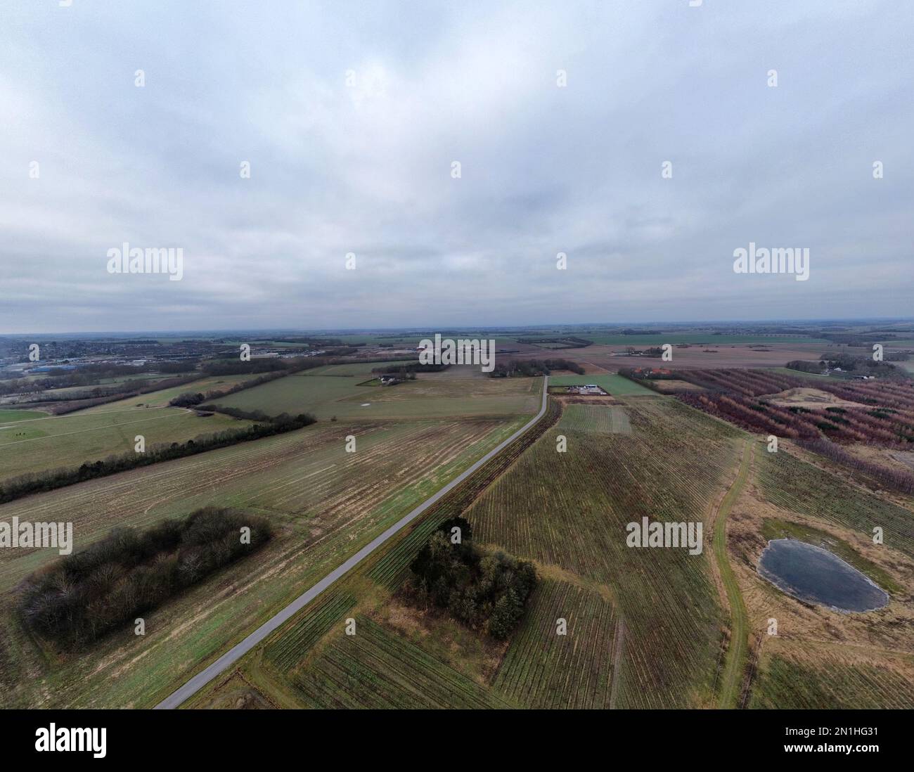 An aerial shot of the agricultural land in Laguna area on the edge of ...