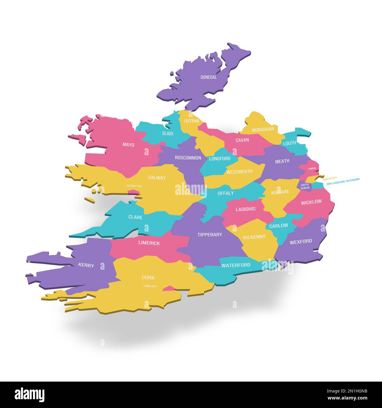 Ireland political map of administrative divisions - counties and cities ...