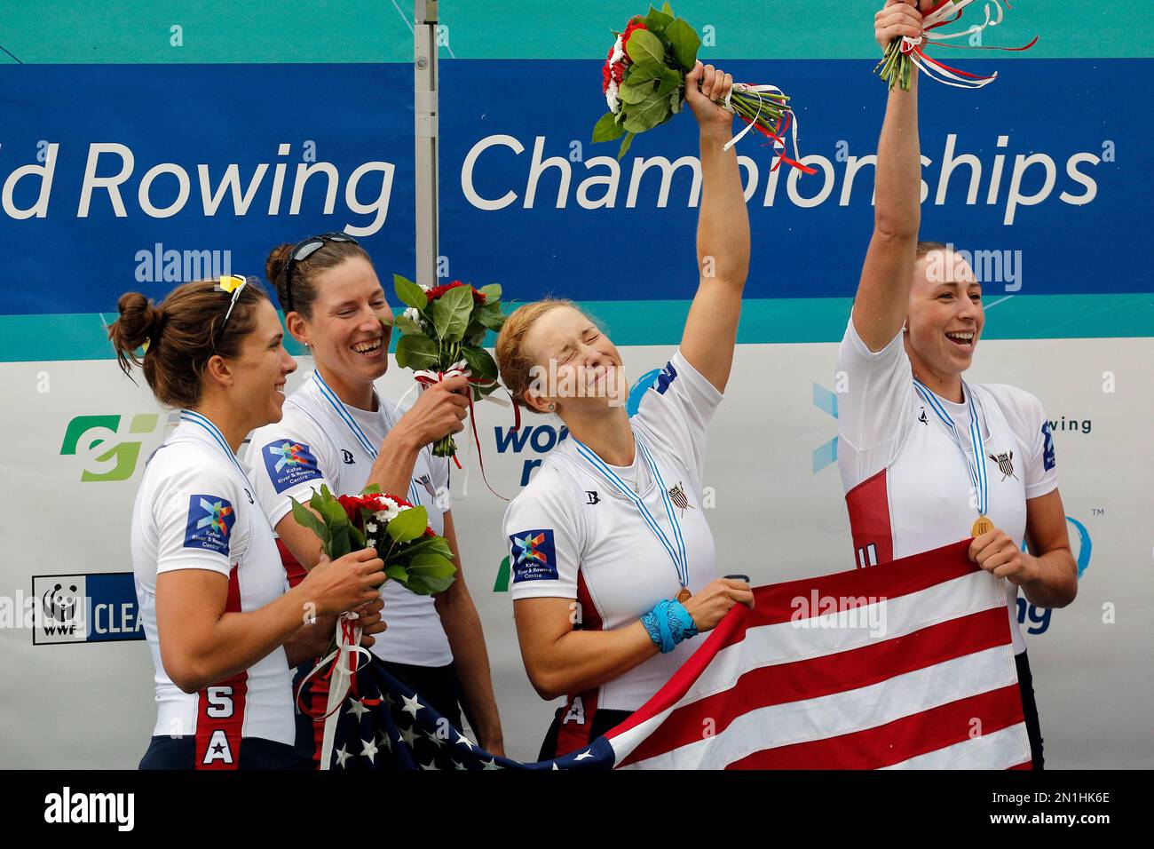 From left, USA's Amanda Elmore, Tracy Eisser, Megan Kalmoe and Olivia ...