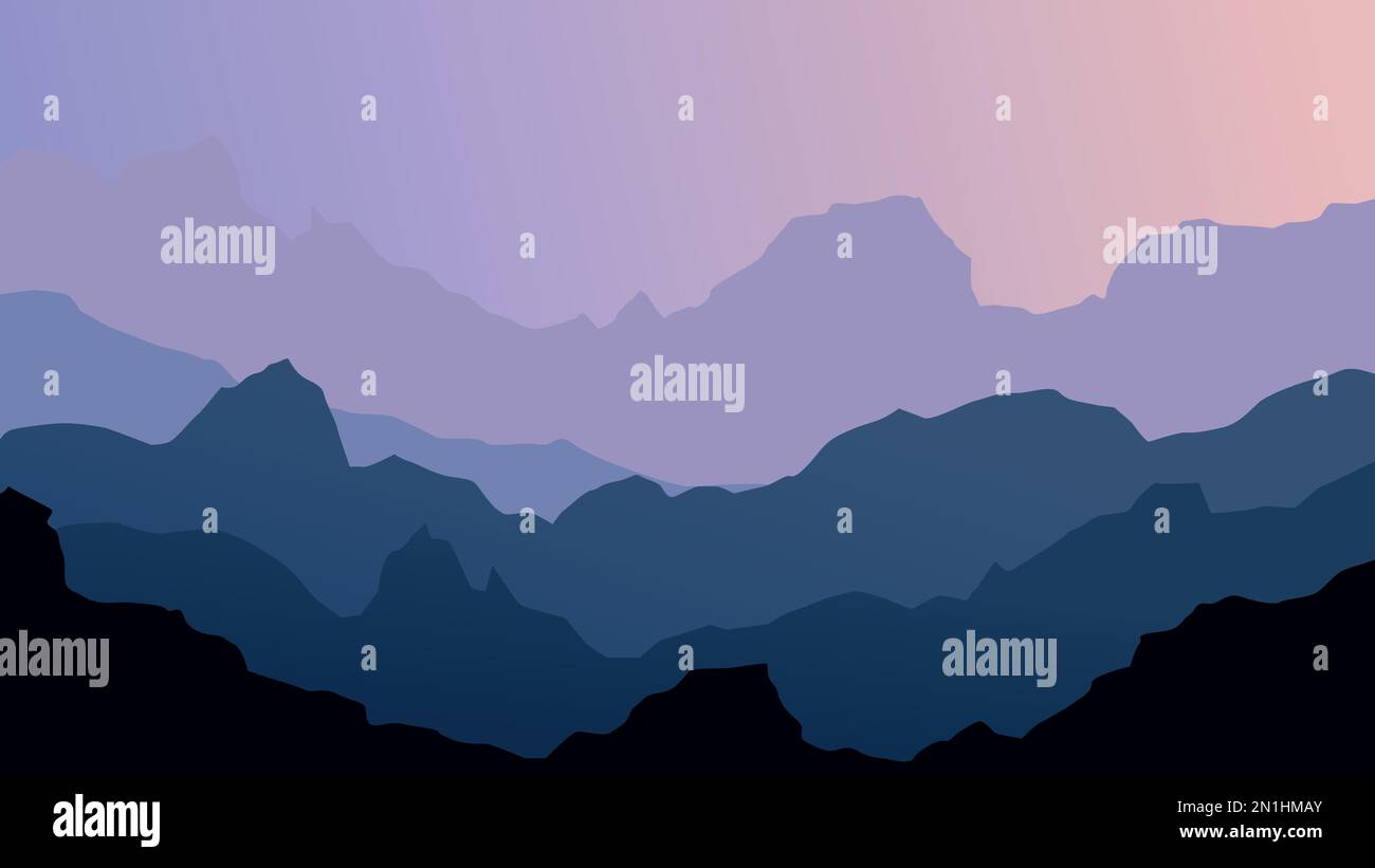 a beautiful morning rocky landscape layer design Stock Vector Image ...