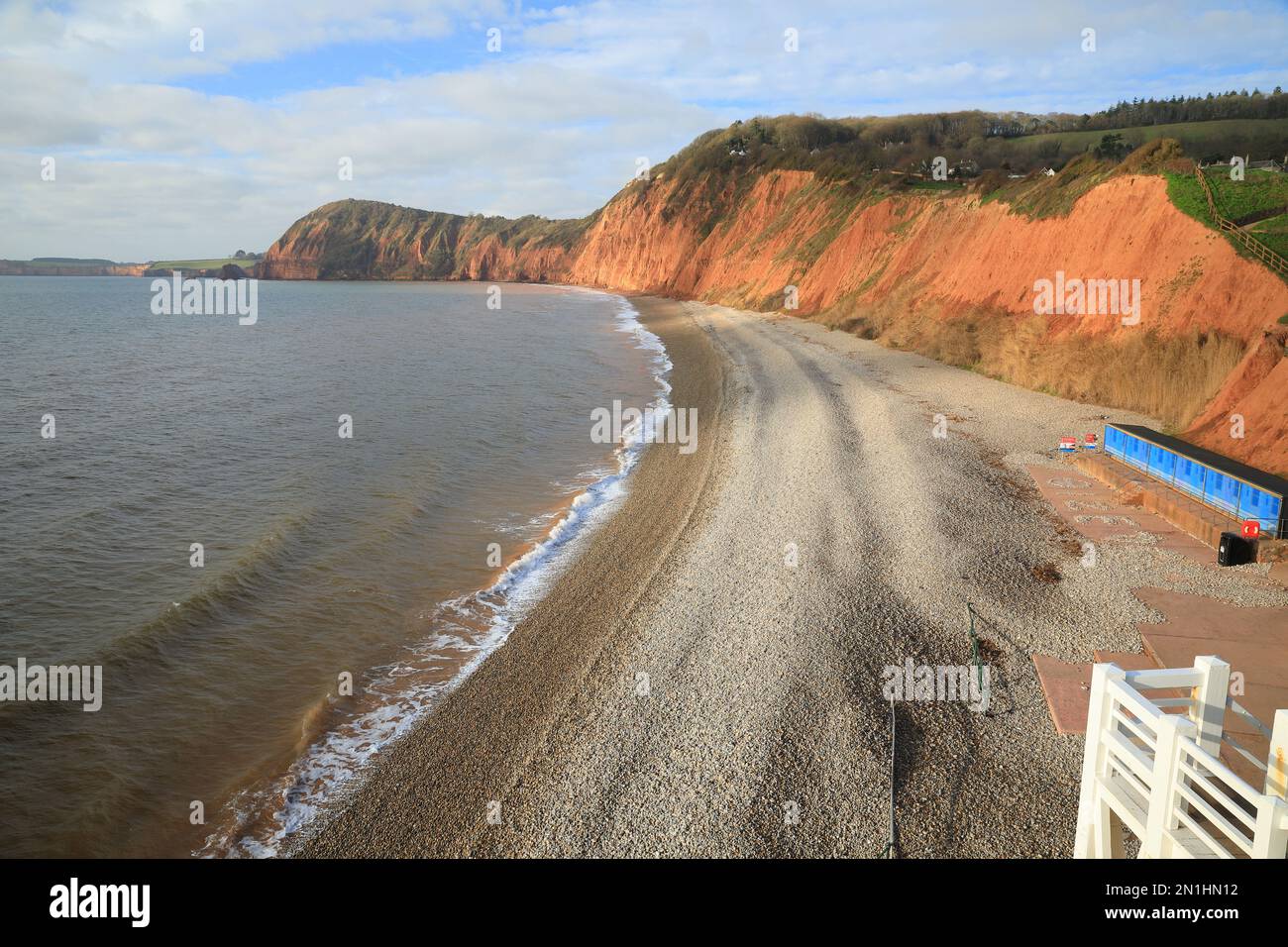 Early spring view of Jacob's ladder beach, Sidmouth, East Devon ...