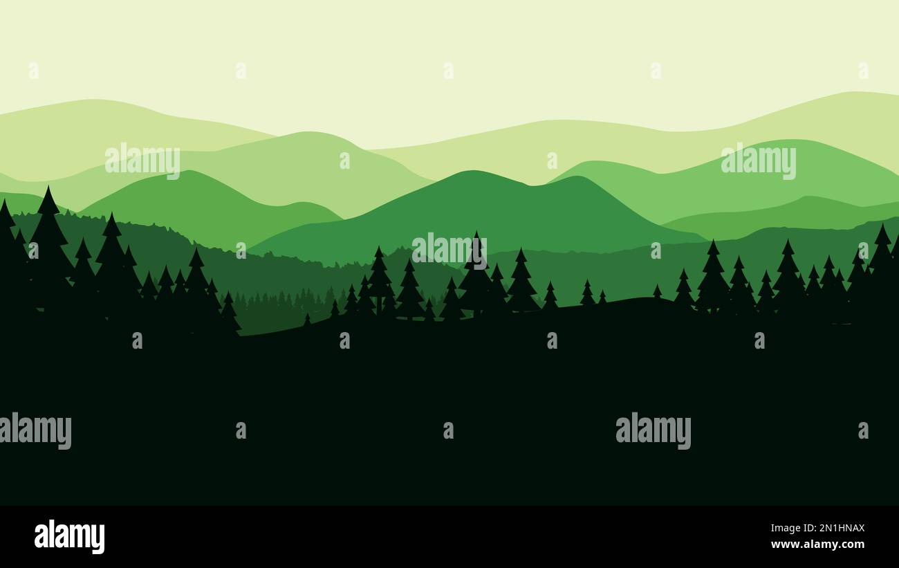 a green color forest landscape layer design Stock Vector Image & Art ...