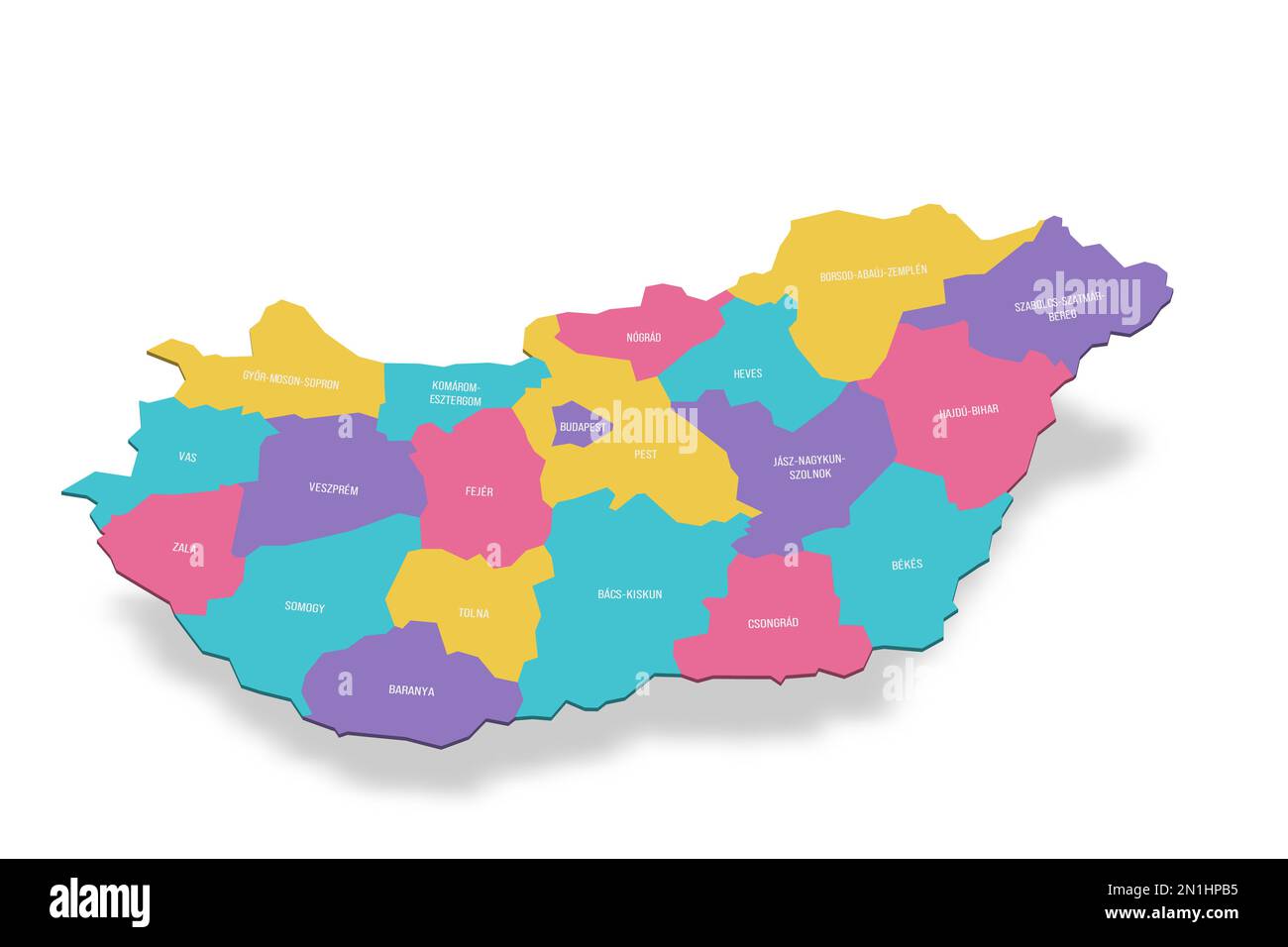 Hungary political map of administrative divisions - counties and ...