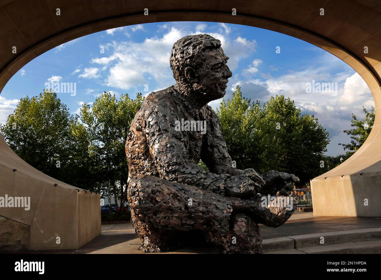 This is a statue of Mr. Fred Rogers at the Mr. Rogers Memorial on the ...