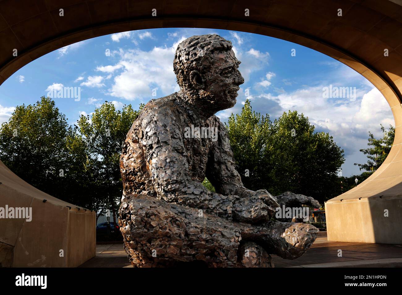 This is a statue of Mr. Fred Rogers at the Mr. Rogers Memorial on the ...