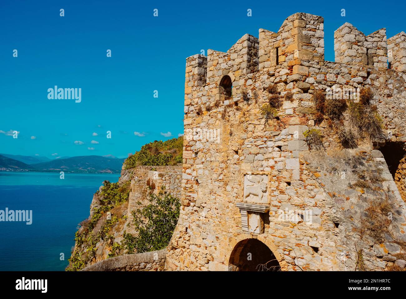 a view of the remains of a tower of the Fortress of Acronauplia in ...