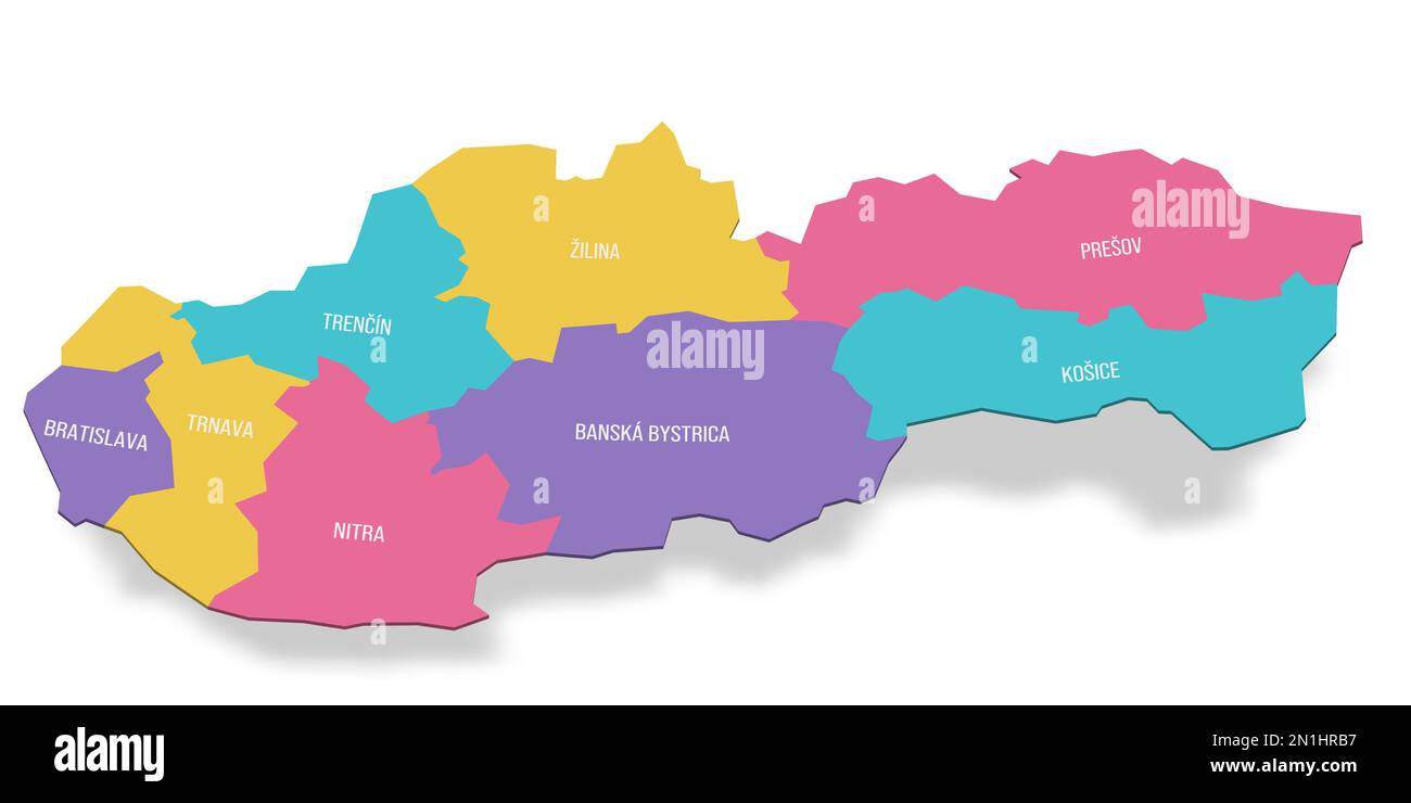 Slovakia political map of administrative divisions - regions. 3D ...