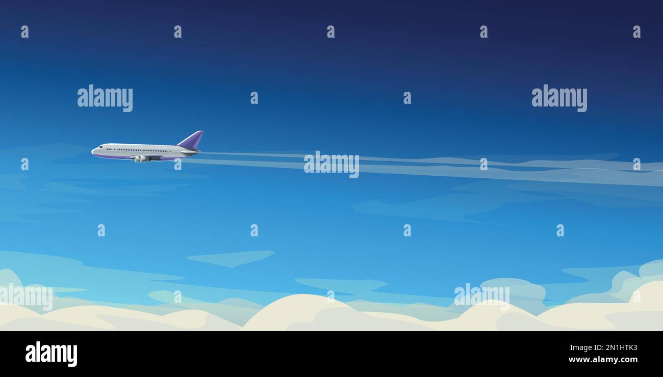 modern commercial airplane side view above clouds Stock Vector Image ...