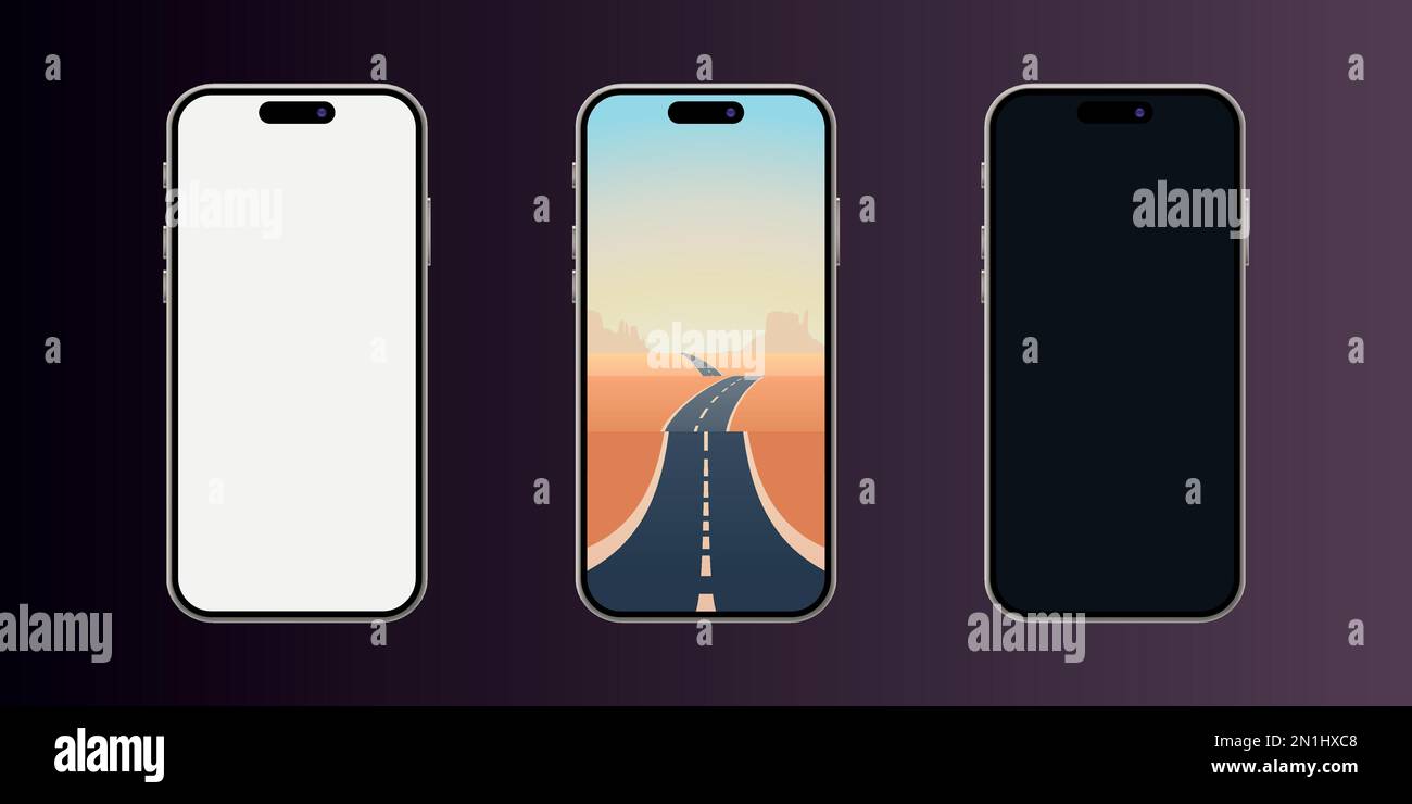 realistic new smartphones set template front view Stock Vector Image ...