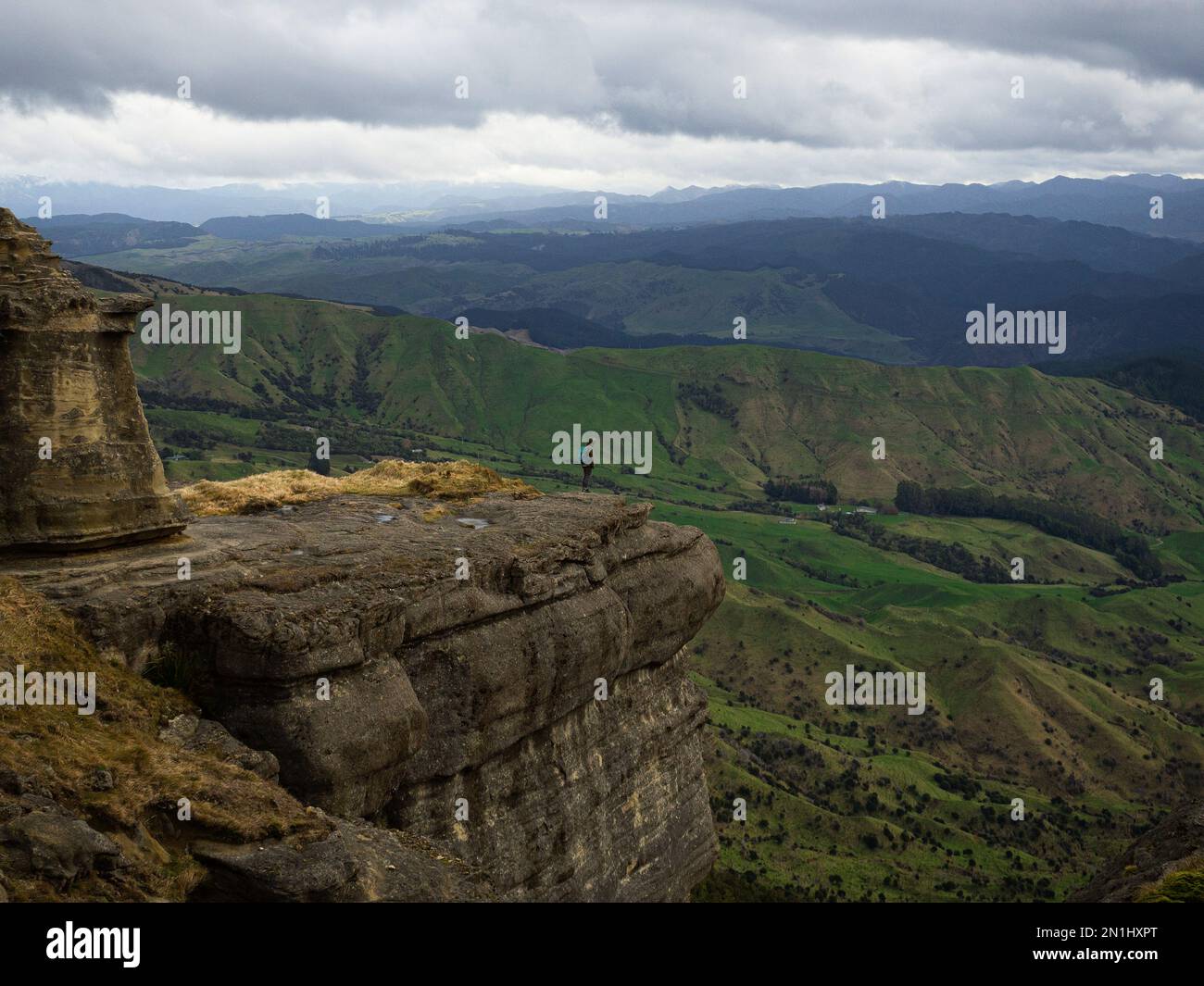 Lone hiker enjoying backcountry nature landscape mountain hills ...
