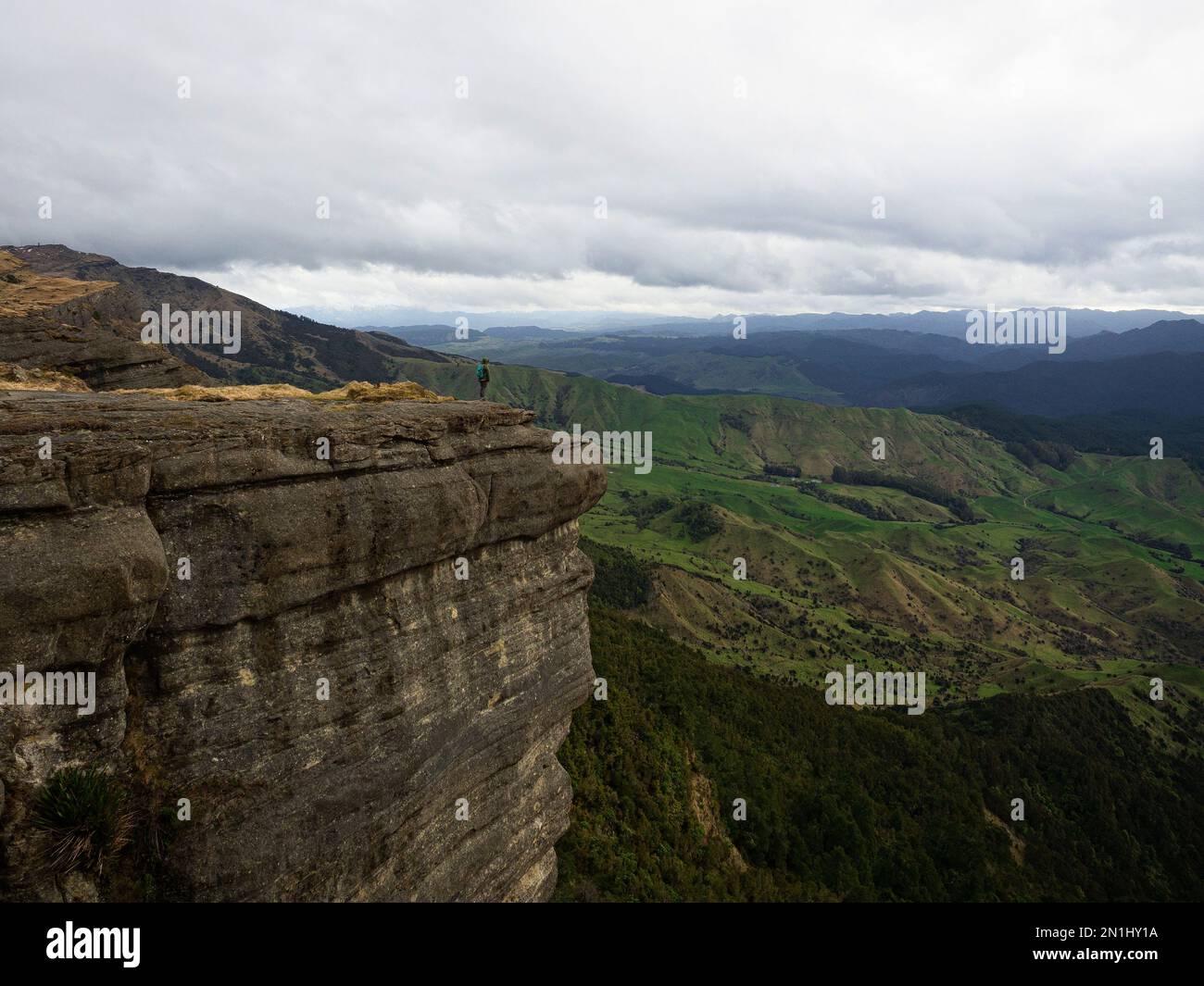 Lone hiker enjoying backcountry nature landscape mountain hills ...