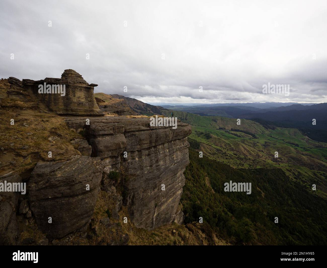 Lone hiker enjoying backcountry nature landscape mountain hills ...