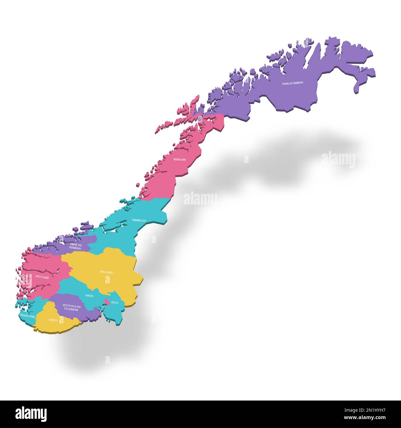 Norway political map of administrative divisions - counties and ...