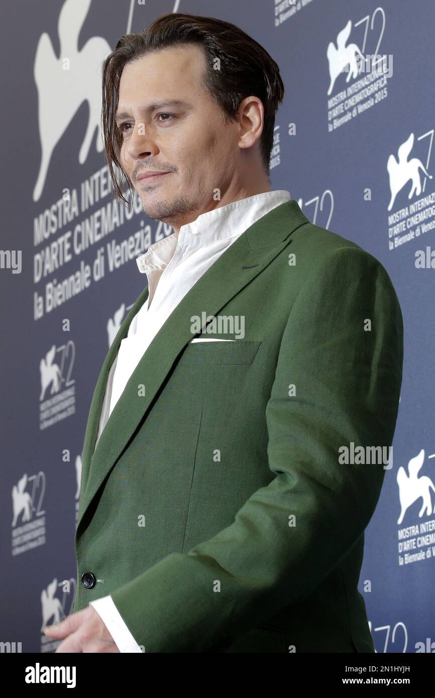 Actor Johnny Deep poses during the photo call for the movie Black Mass ...