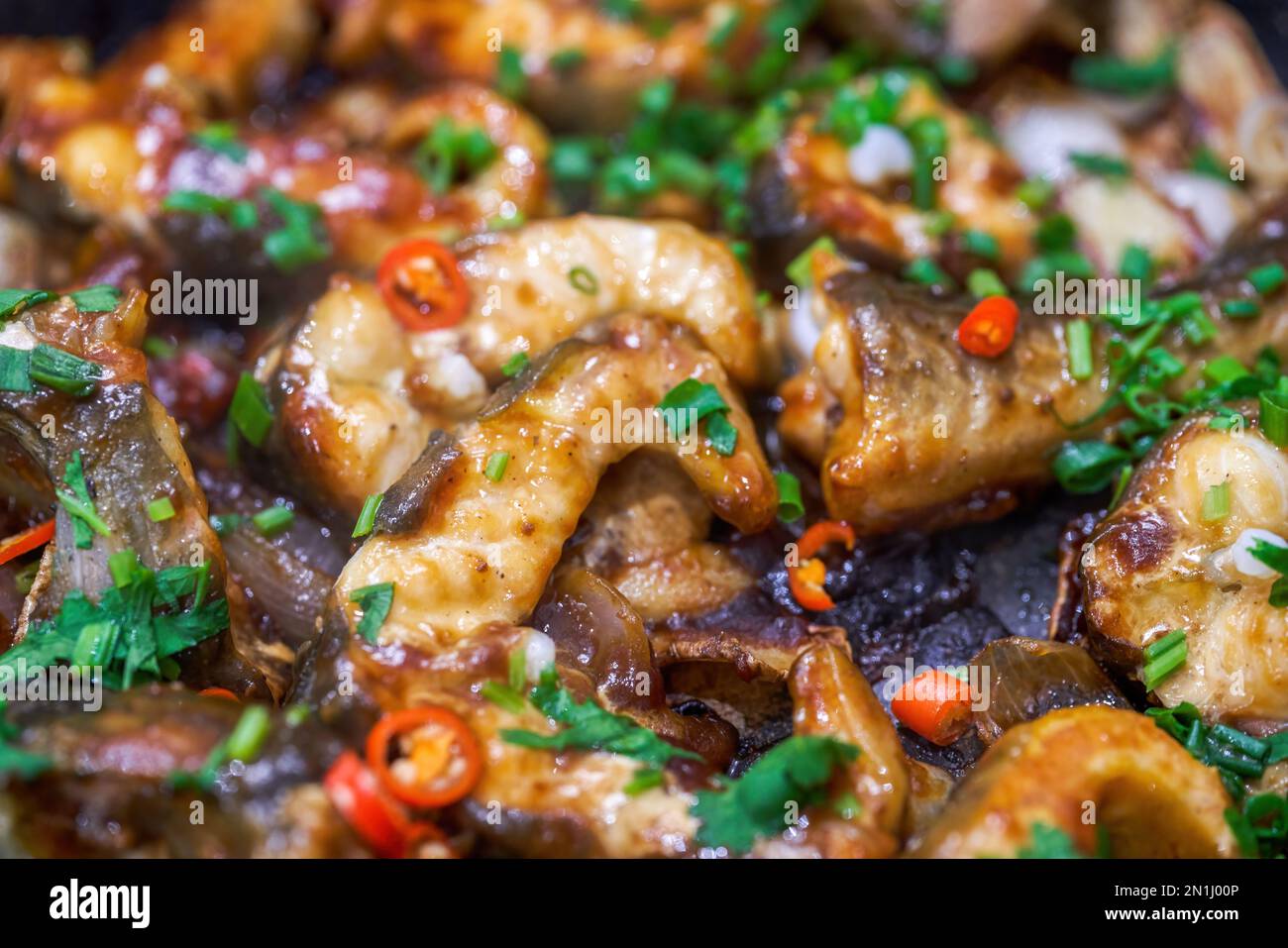 A plate of delicious and spicy Braised Catfish in Hunan Sauce Stock ...