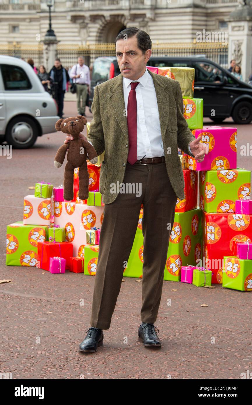 British actor Rowan Atkinson, dressed as Mr Bean poses for ...