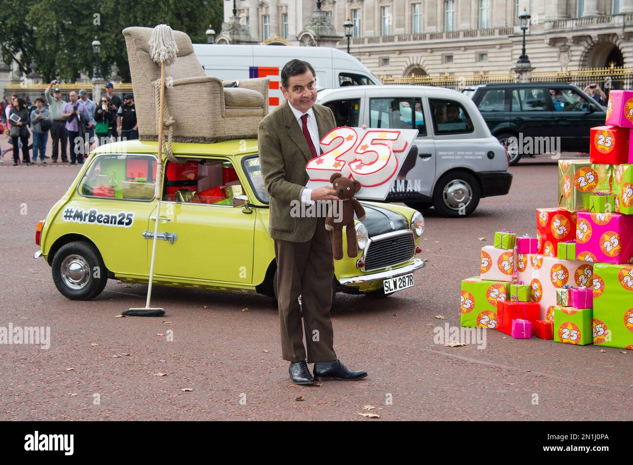 British actor Rowan Atkinson, dressed as Mr Bean poses for ...