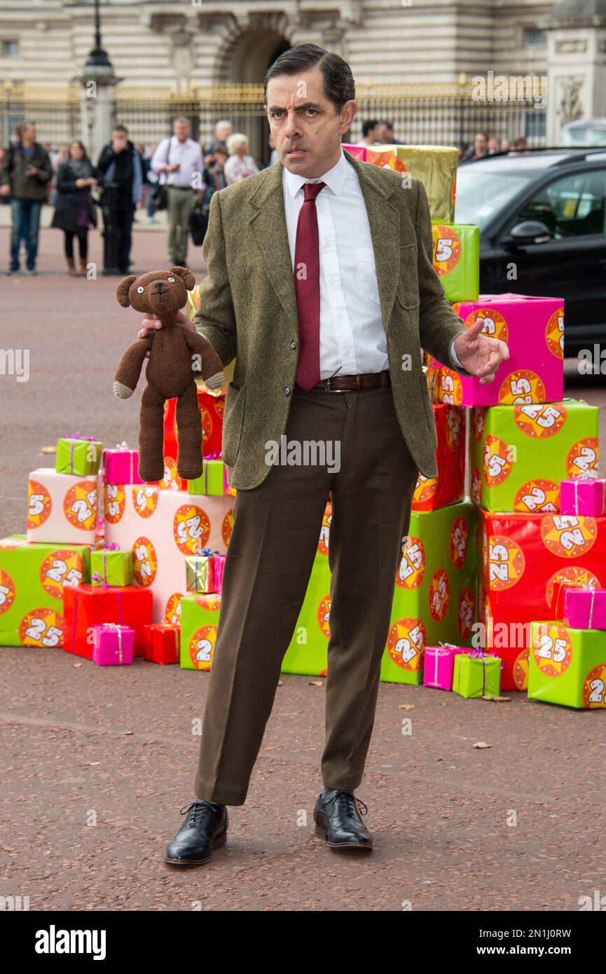 British actor Rowan Atkinson, dressed as Mr Bean poses for ...