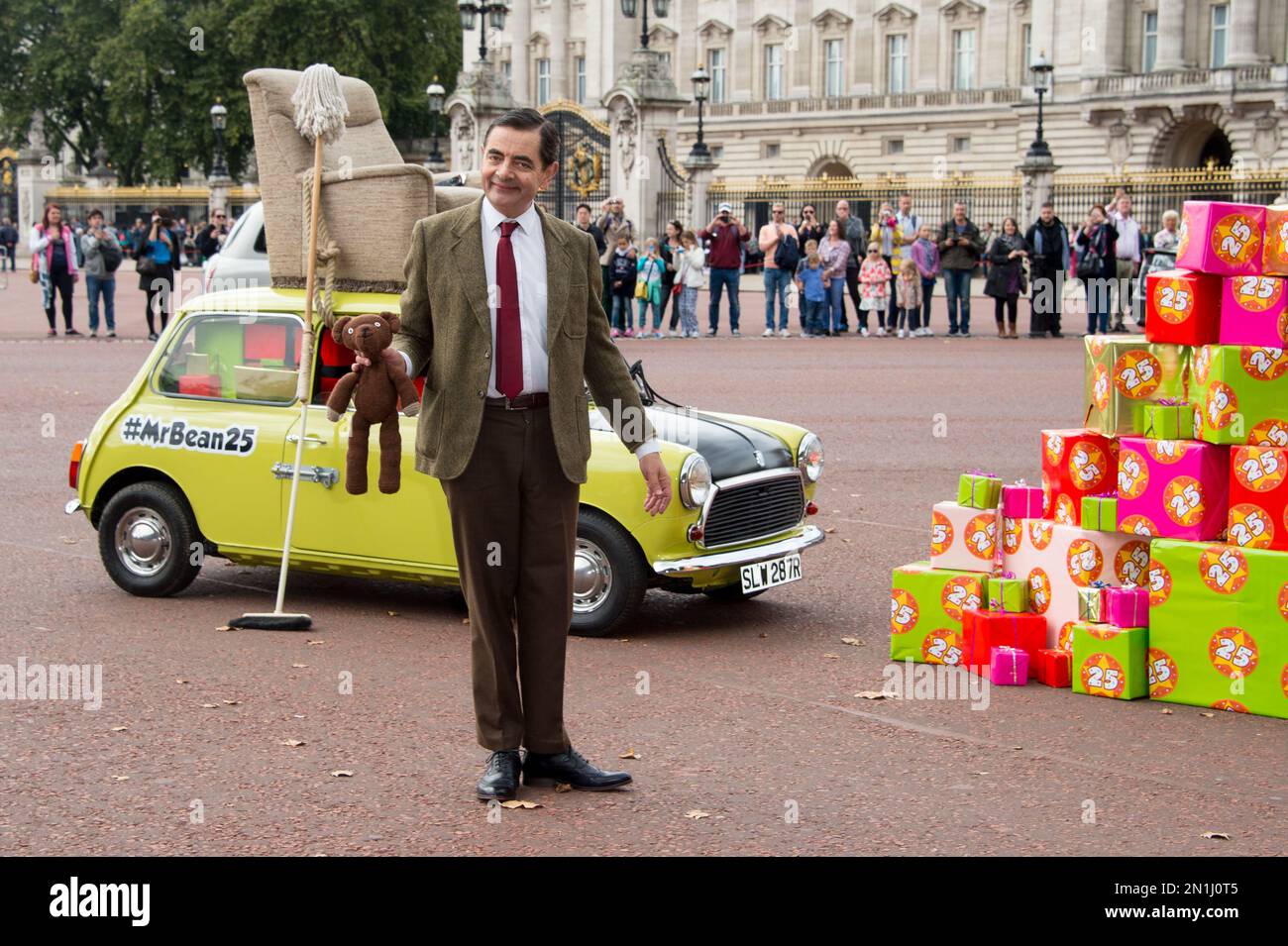 British actor Rowan Atkinson, dressed as Mr Bean poses for ...