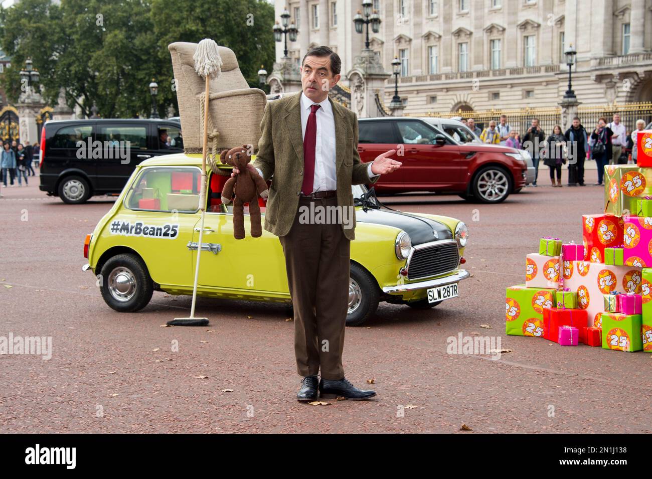 British actor Rowan Atkinson, dressed as Mr Bean poses for ...