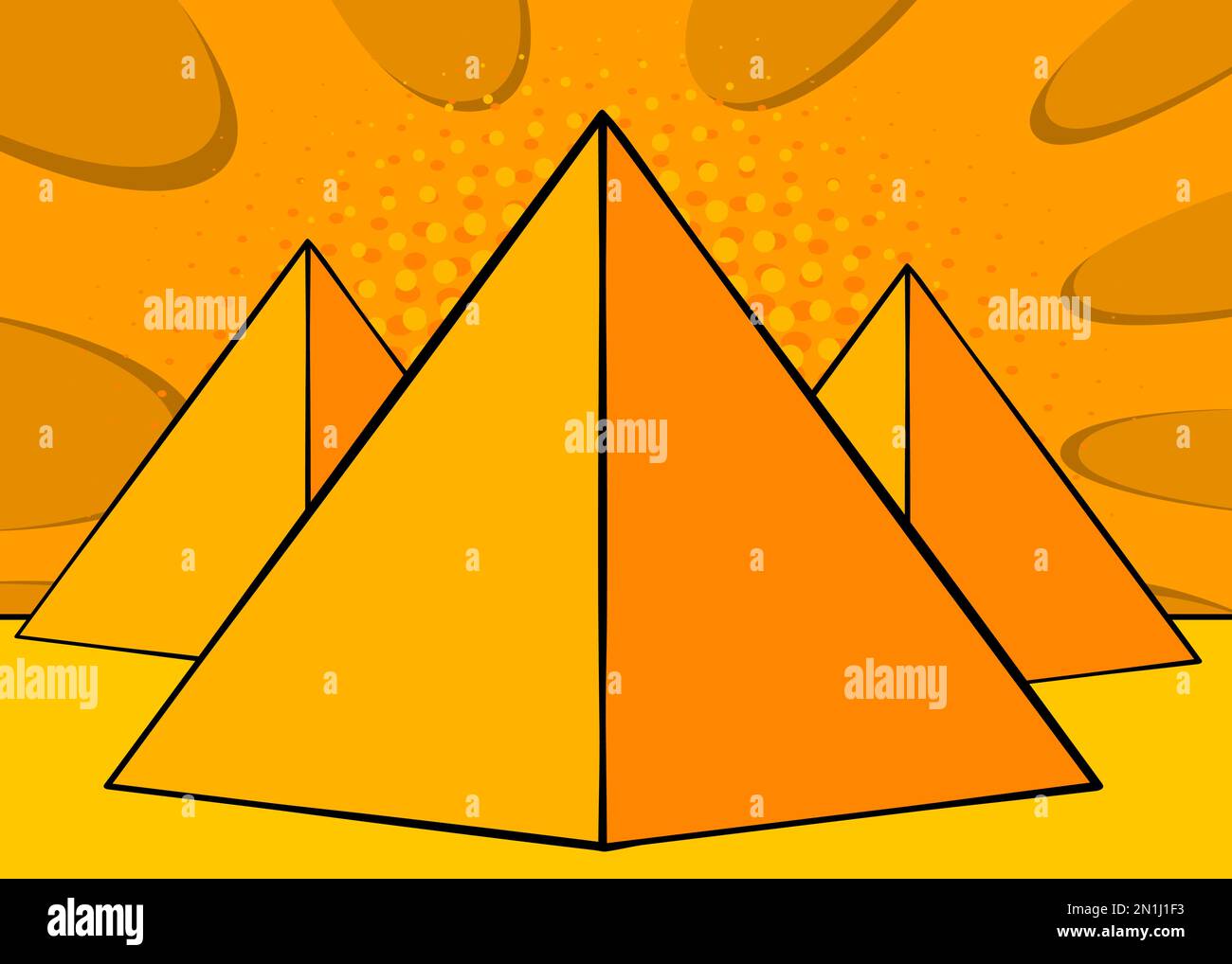 Comic Book Yellow Pyarmid pop art Background. Vector wallpaper ...