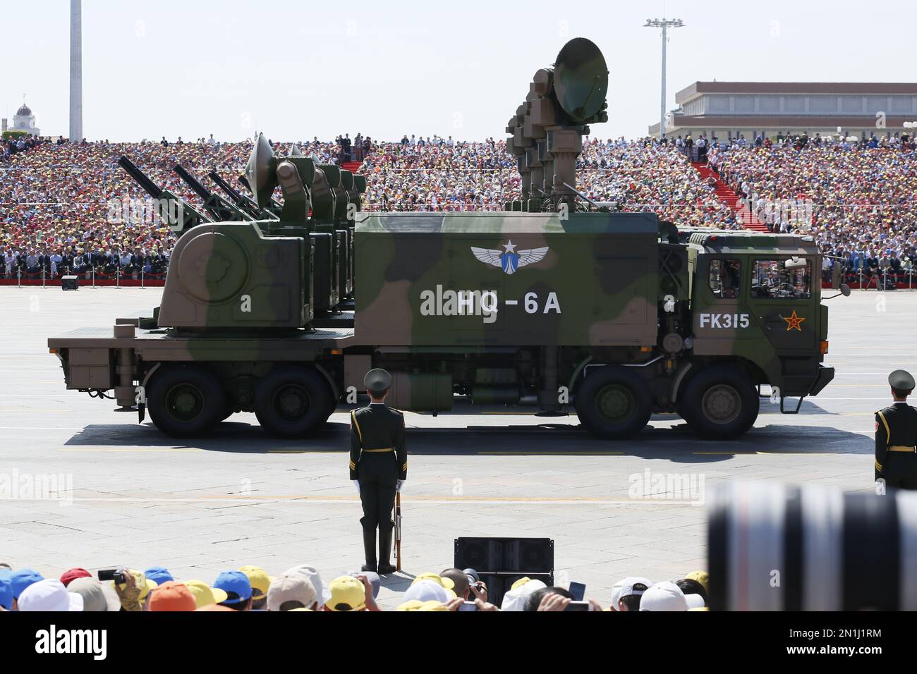 Military vehicles carry radar arrays for HQ-6A surface-to-air missile ...