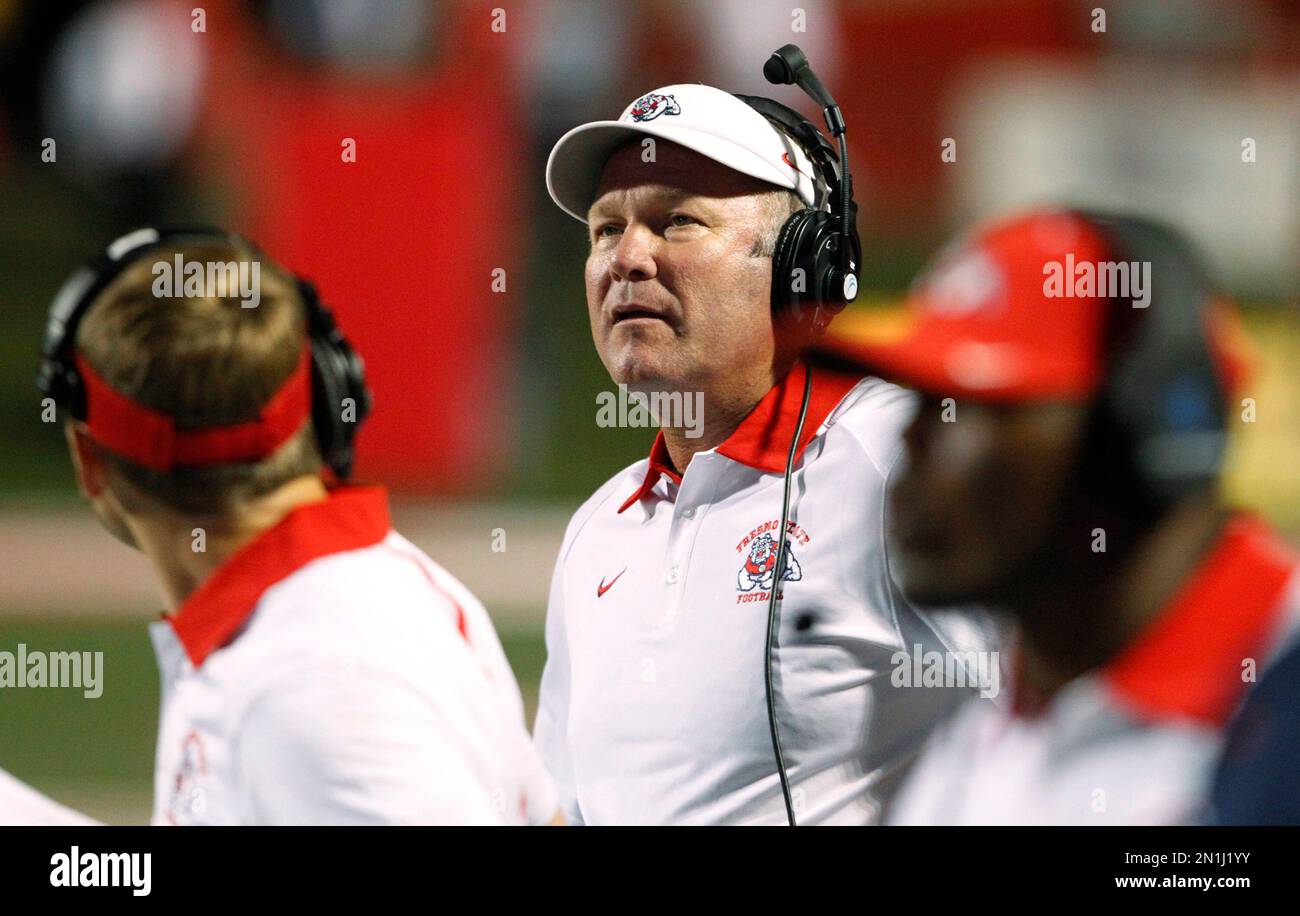 Fresno State coach Tim DeRuyter calls a play against Abilene Christian ...