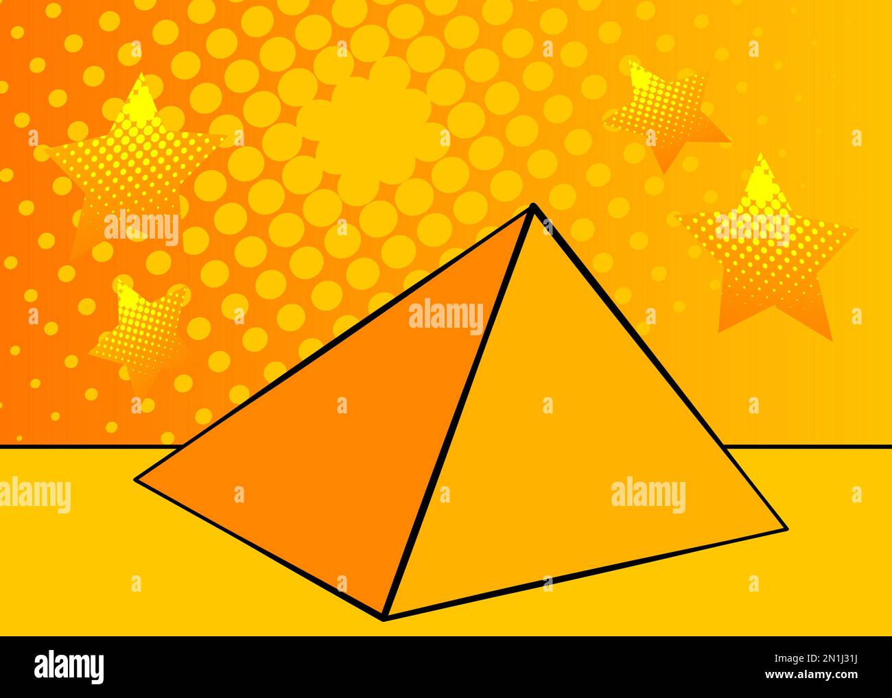 Comic Book Yellow Pyarmid pop art Background. Vector wallpaper ...