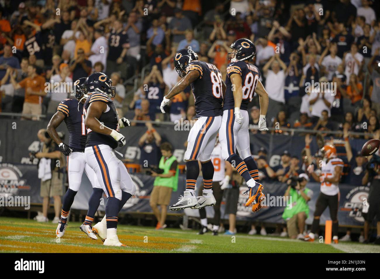 Chicago Bears wide receiver Marc Mariani (80) celebrates his touchdown ...