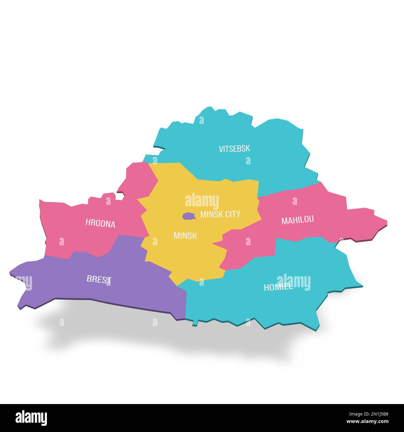 Belarus political map of administrative divisions - regions and one ...