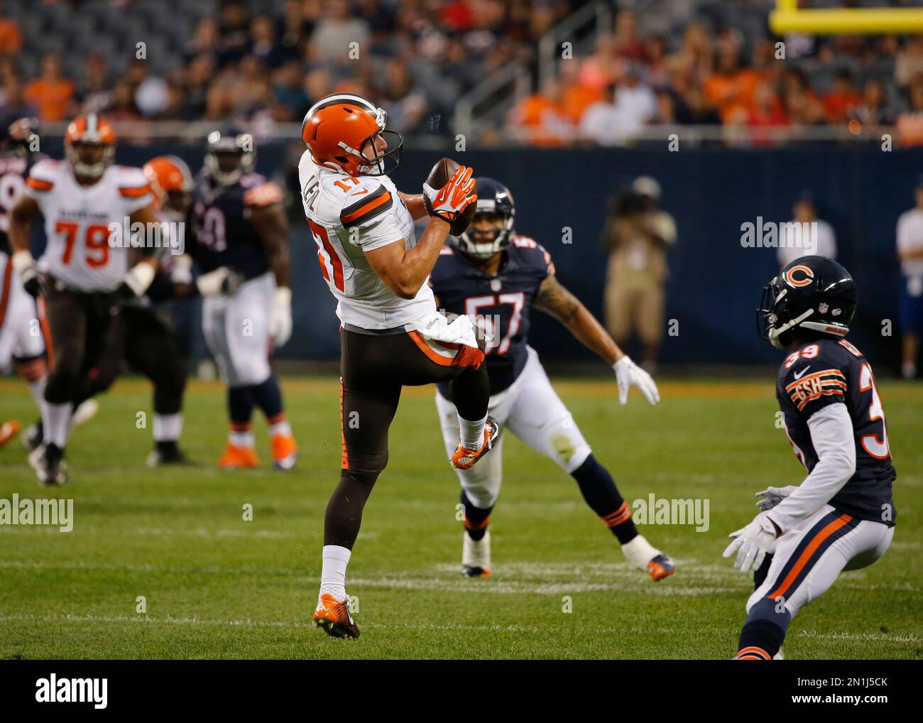 Cleveland Browns wide receiver Josh Lenz makes a catch against Chicago ...