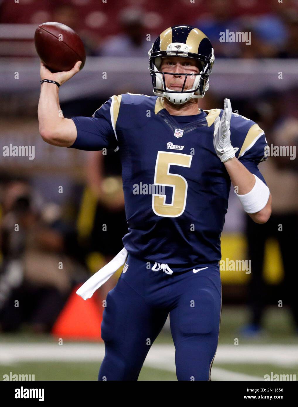 St. Louis Rams quarterback Nick Foles throws during the first quarter ...