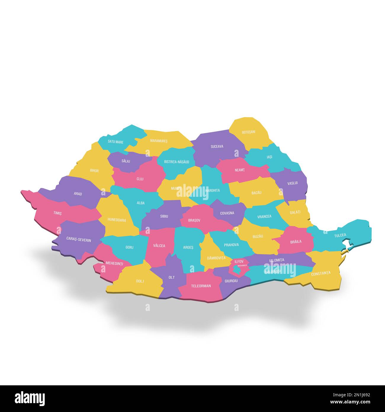 Romania political map of administrative divisions - counties and autonomous municipality of ...