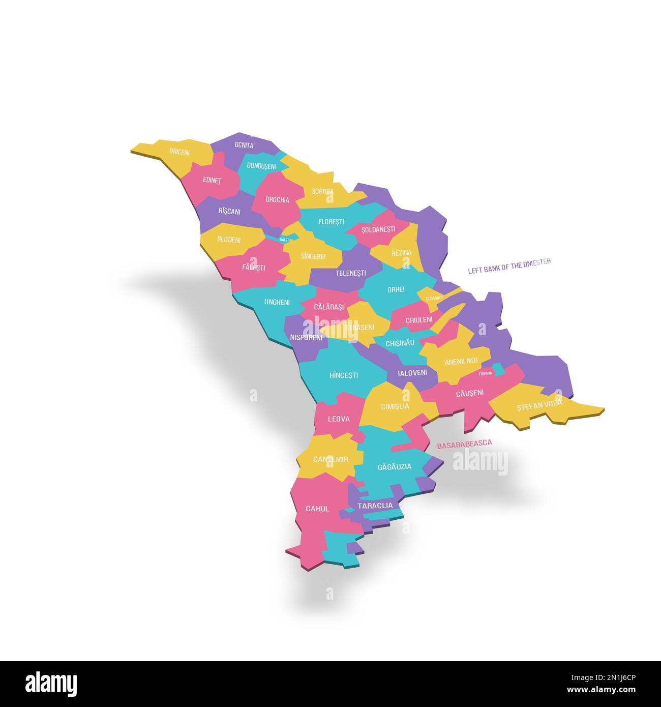 Moldova political map of administrative divisions - districts ...