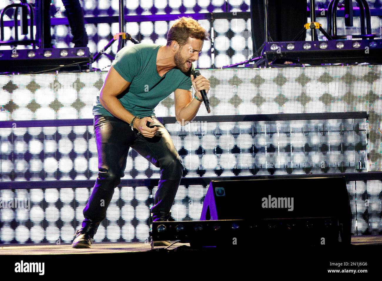 Spanish singer Pablo Alboran performs on the stage in Madrid, Spain ...