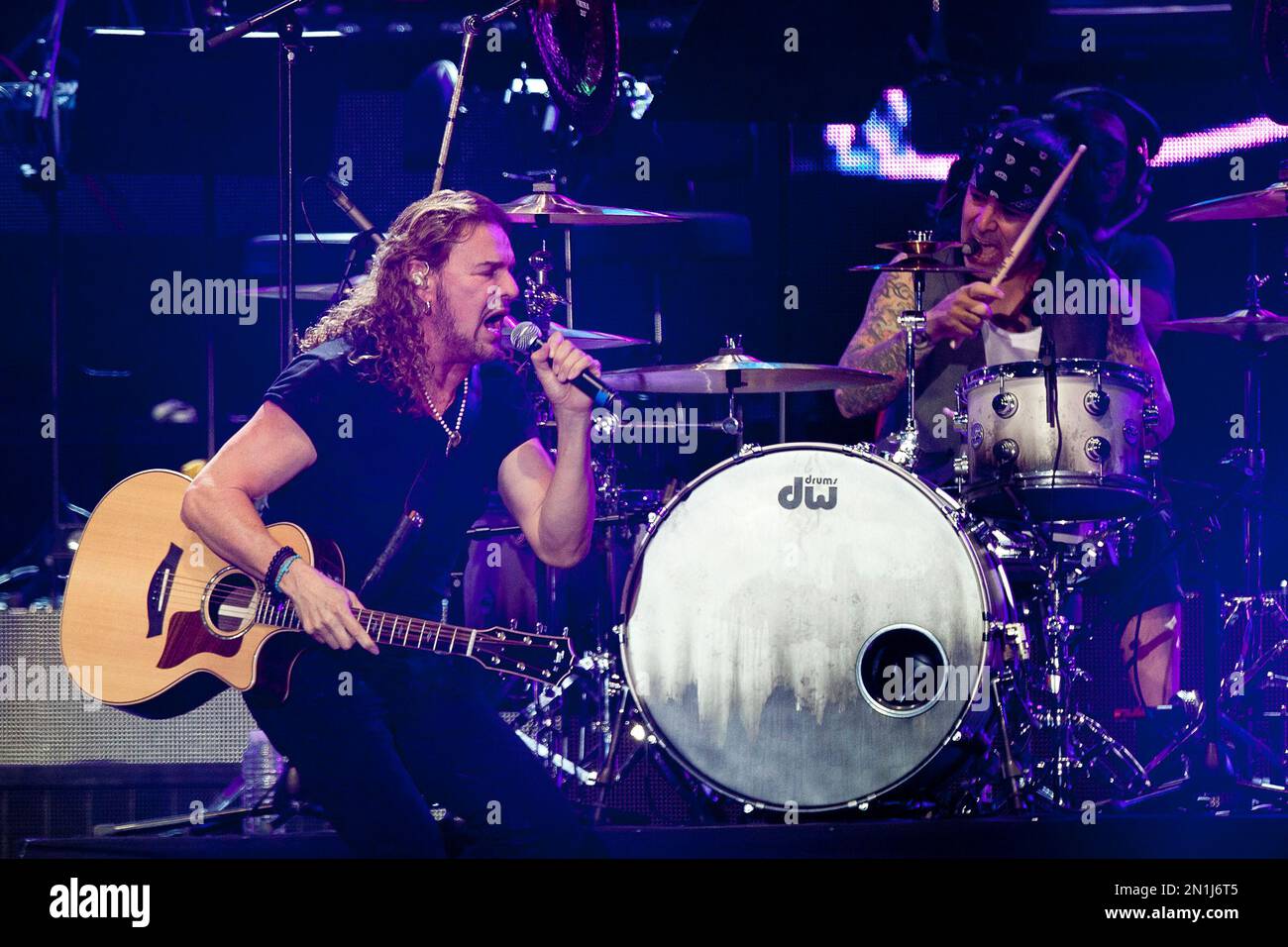 Mexican singer Fernando Olmera, left, and Mexican drummer Alejandro ...