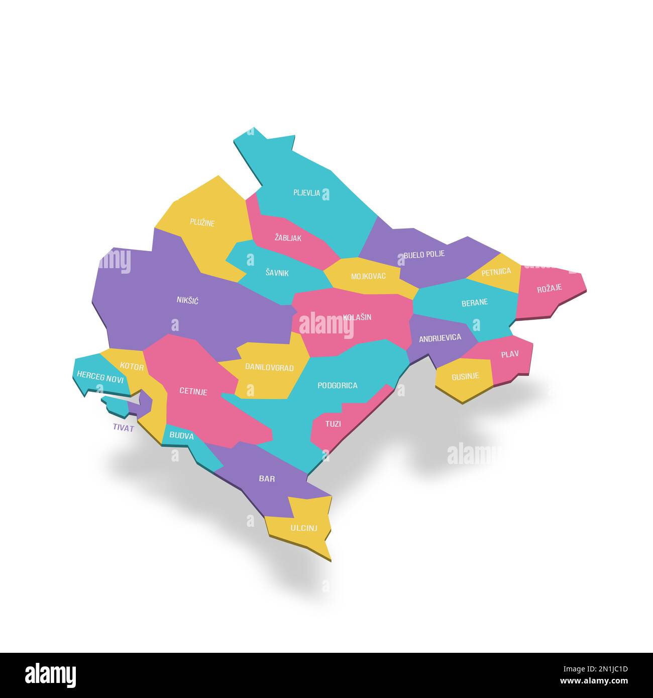 Montenegro political map of administrative divisions - municipalities ...