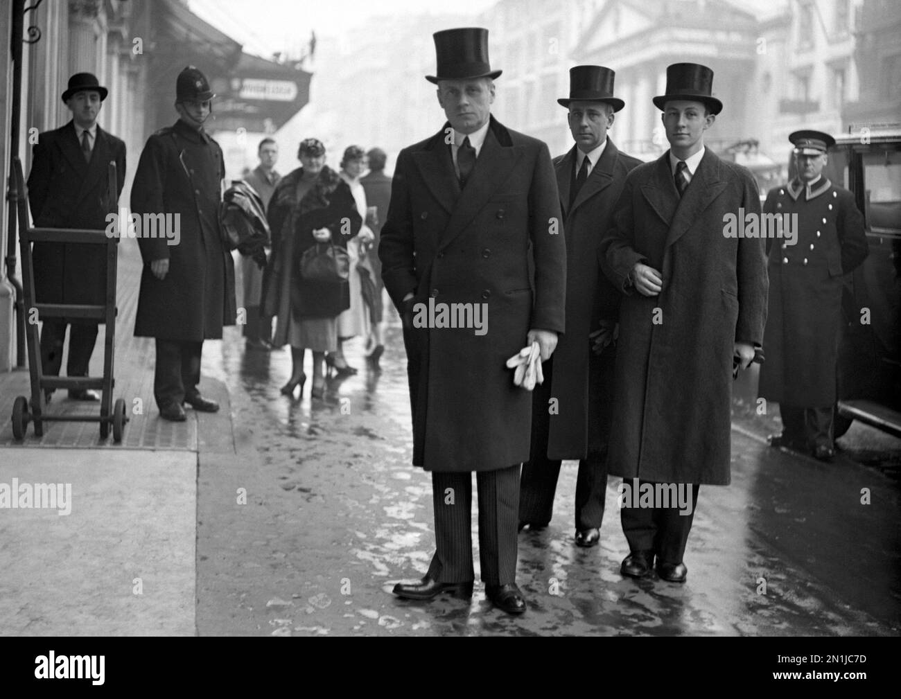 Joachim von Ribbentrop, the German ambassador, left, with two members ...