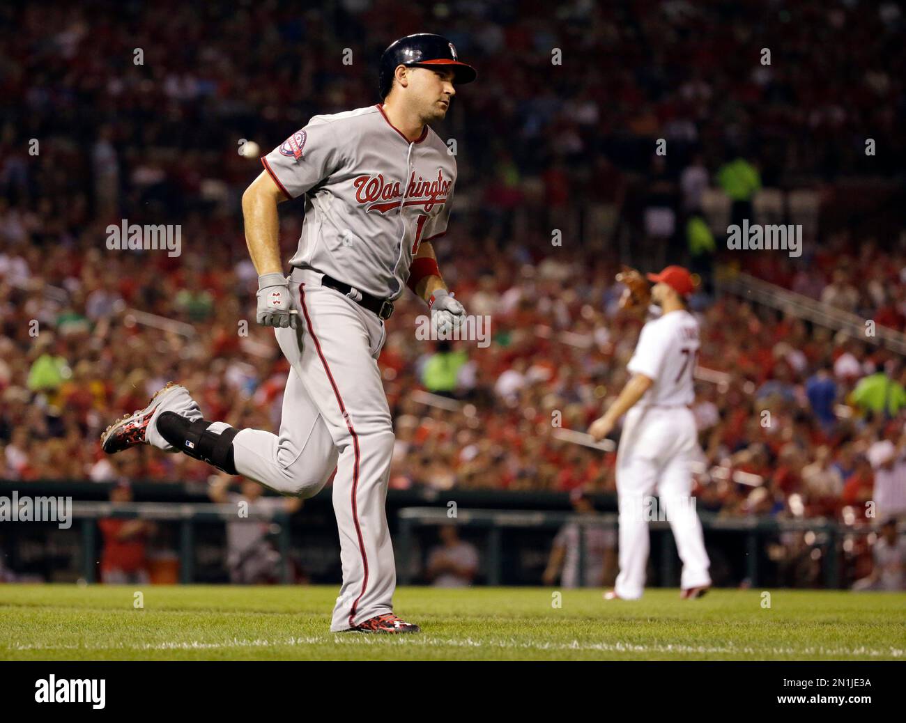 Washington Nationals' Ryan Zimmerman rounds the bases after hitting a ...