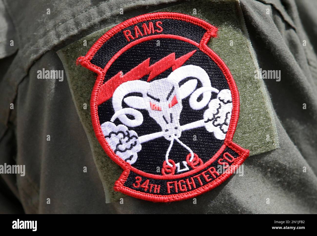 This photo shows a 34th fighter Squadron patch, Wednesday, Sept. 2, 2015, at Hill Air Force Base ...